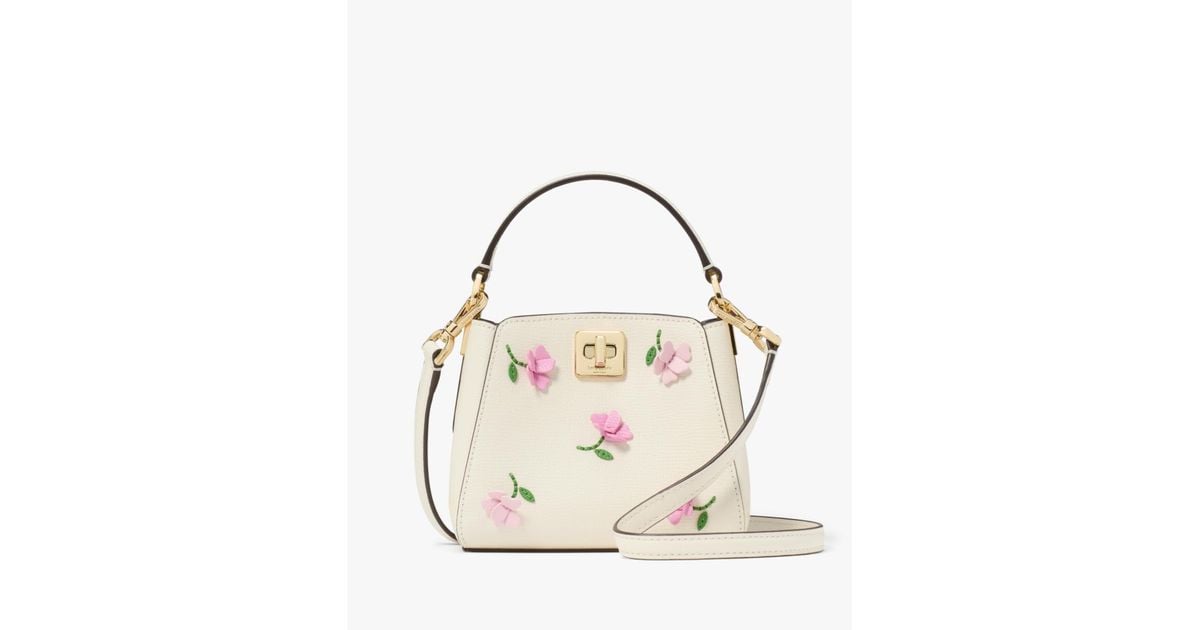 Kate Spade Phoebe Floral Applique Mini Top Handle Crossbody in White ...