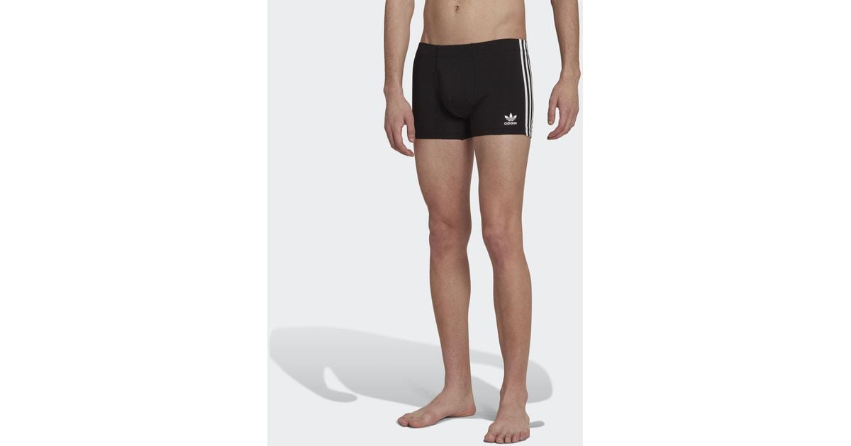 adidas Originals Comfort Flex Cotton 3-Stripes Trunk Briefs (3 Pairs) in Black for Men | Lyst UK