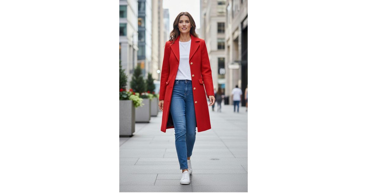 Secret Label Longline Blazer Coat in Red | Lyst UK