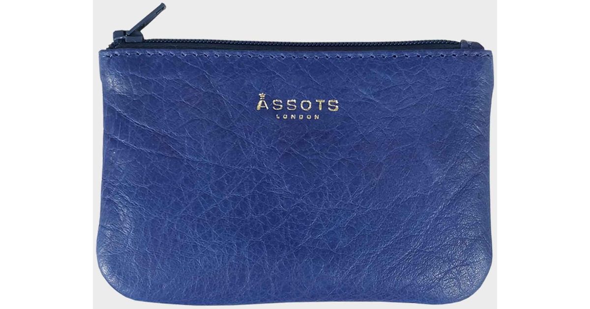 Assots London Poppy' Full Grain Leather Zip Top Coin Purse in Blue ...