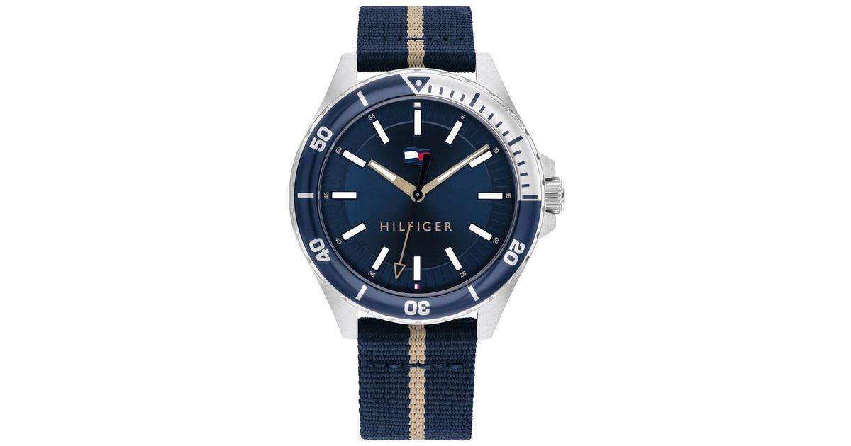 Tommy Hilfiger Logan Watch 1792011 Fabric in Blue for Men | Lyst UK