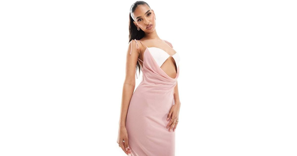 Murci Exclusive Cut Out Halterneck Maxi Dress in Pink | Lyst UK