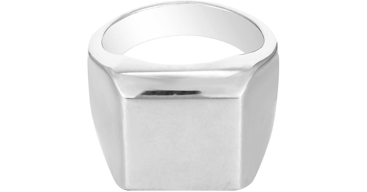 SEOL + GOLD Sterling Domed Square Signet Ring in White | Lyst UK
