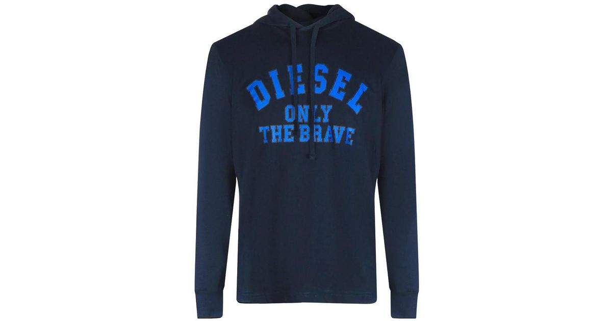 DIESEL Adult The Brave Logo Hoodie in Blue | Lyst UK