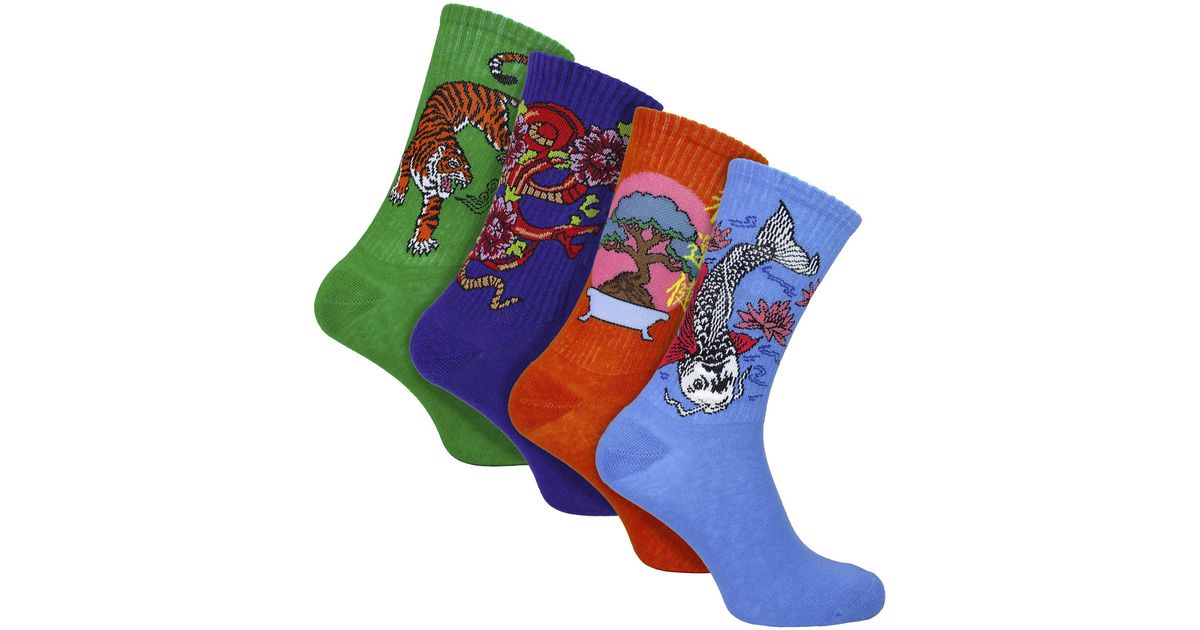 Sock Snob 4 Pairs Novelty Japanese Style Cotton Socks With Fun Patterns ...