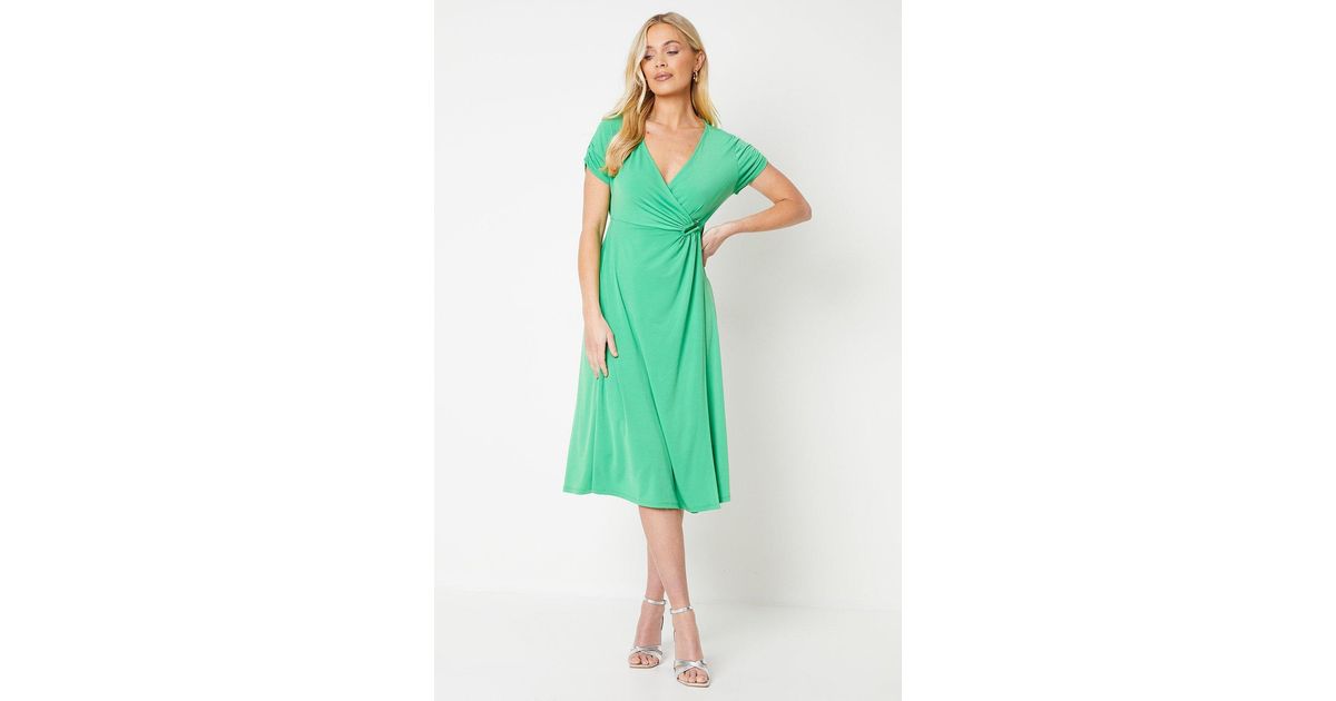 PRINCIPLES Petite Trim Detail Wrap Dress in Green | Lyst UK