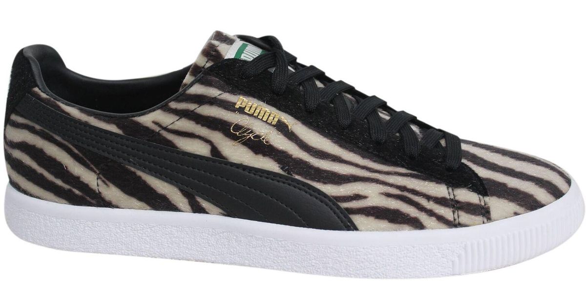 PUMA Clyde Suits Oatmeal Lace Up Faux Fur Trainers 363426 01 B43B in ...