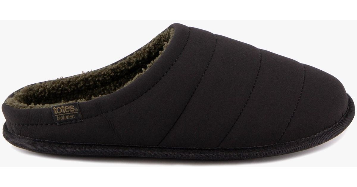 Totes Isotoner Sport Quilted Mule With Cosy Lining Slippers in Black ...