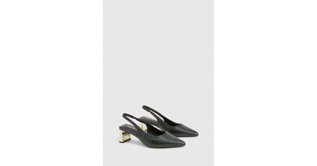 Boohoo Wide Fit Heel Slingback Court Shoe Heels in Black | Lyst UK