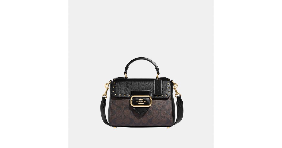 COACH Signature Colorblock With Rivets Morgan Top Handle Satchel Bag in ...