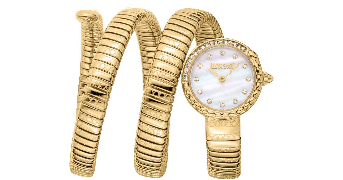 Just Cavalli Signature Snake Watch in Metallic | Lyst UK