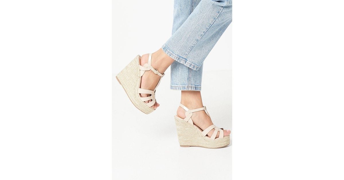 Faith Honey T Bar High Espadrille Wedge Sandals in Blue | Lyst UK
