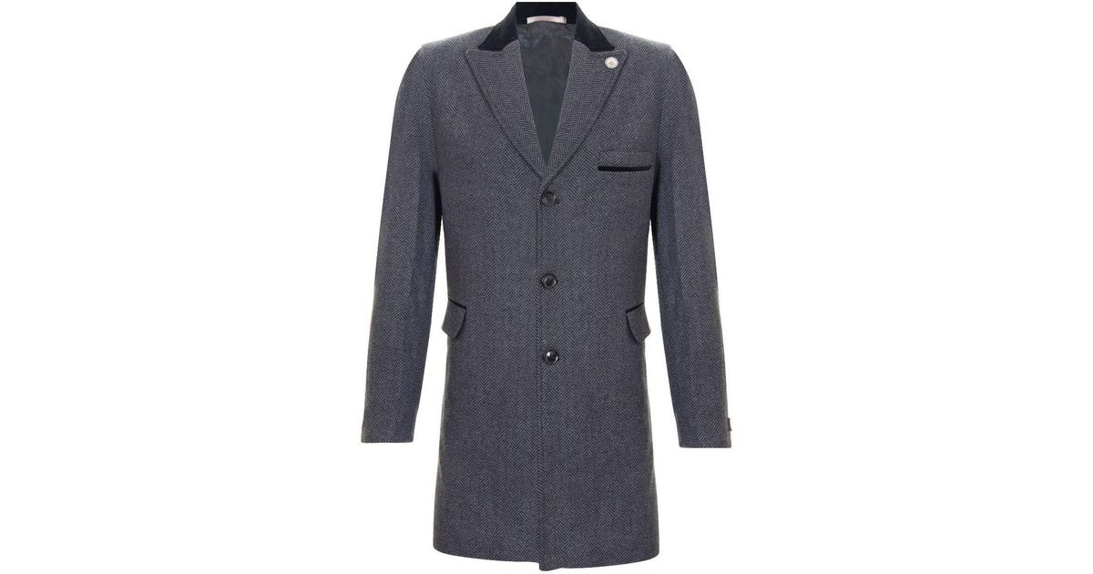 TruClothing 3/4 Long Crombie Overcoat Jacket Herringbone Tweed Coat ...
