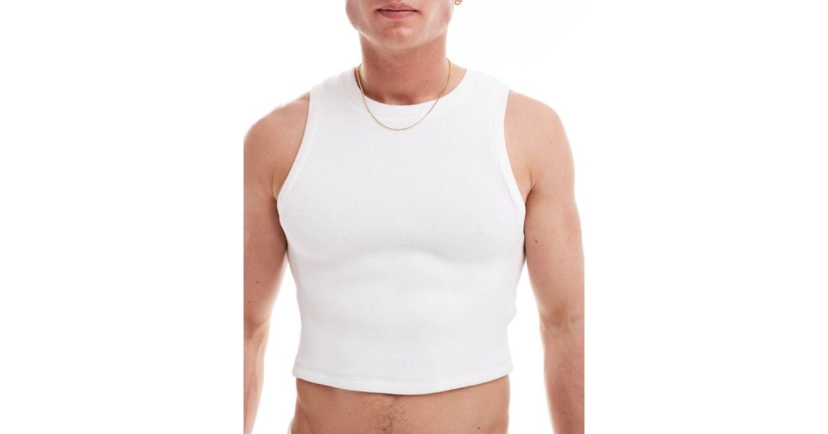 ASOS Crinkle Vest in White for Men | Lyst UK