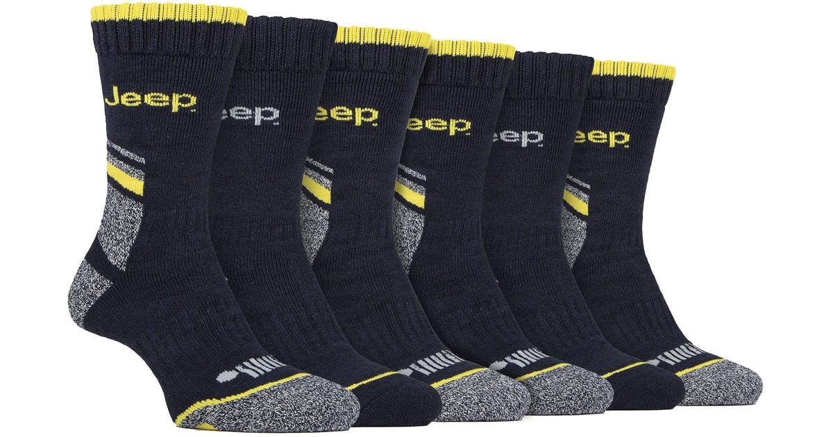 Jeep 6 Pack Heavy Duty Work Socks With Reinforced Heel And Toe in Blue ...