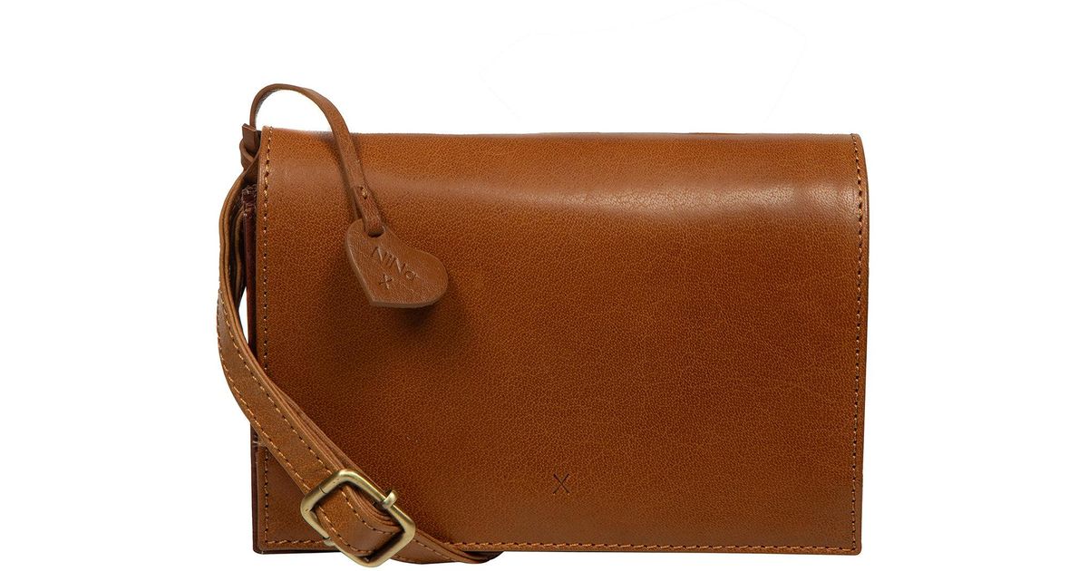 NiNa Amora 'Chiara' Conker & Dark Tan Leather Cross Body Bag in Brown ...