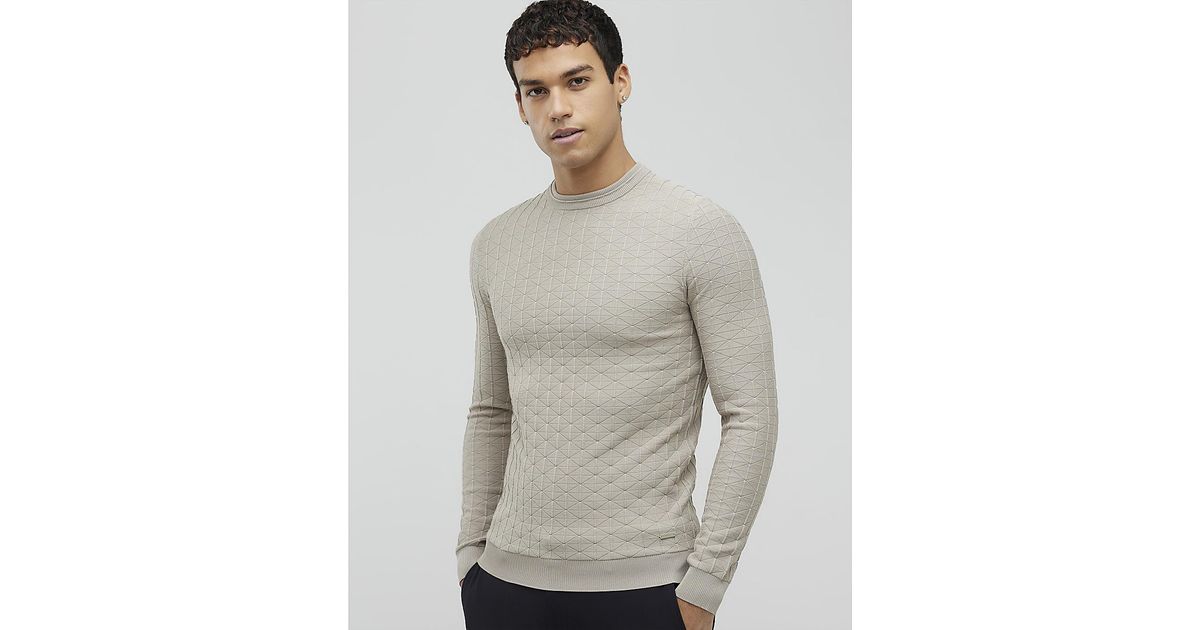 River Island Jumper Muscle Fit Textured in Grey for Men | Lyst UK