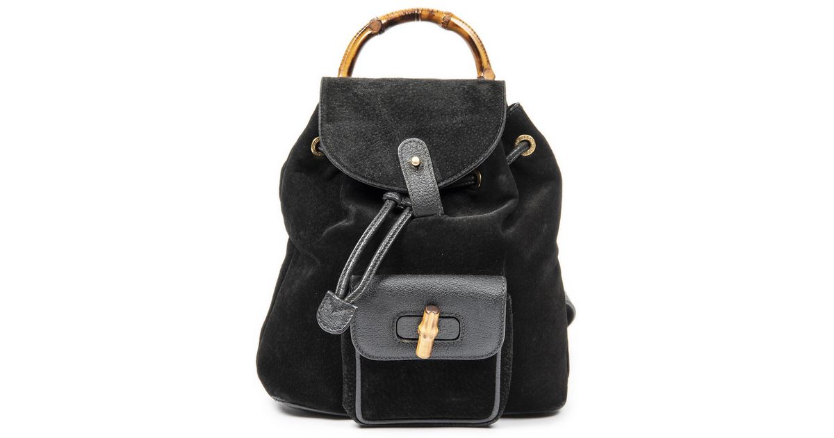 Gucci Mini Bamboo Backpack in Black | Lyst UK