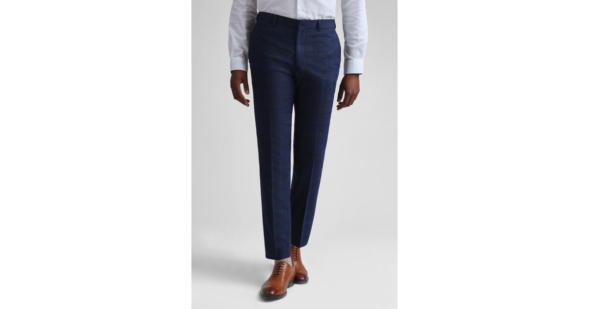 Ted Baker Munro Wine Check Slim Trousers in Blue for Men | Lyst UK