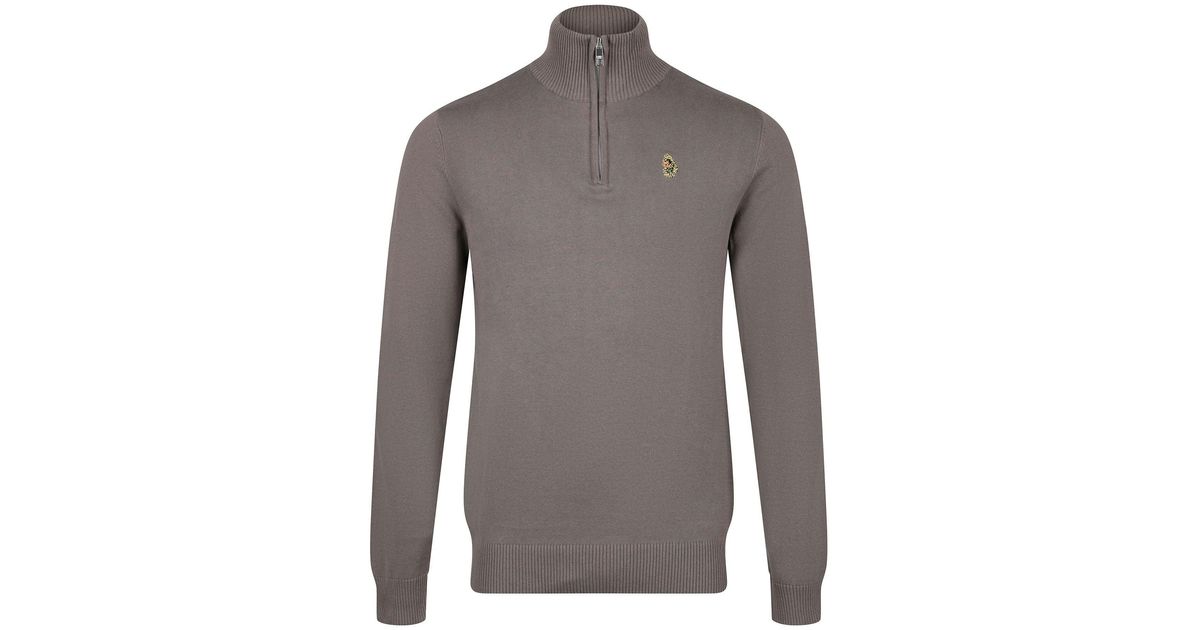 Luke 1977 Pretender Funnel Neck Knitted Jumper in Grey for Men | Lyst UK