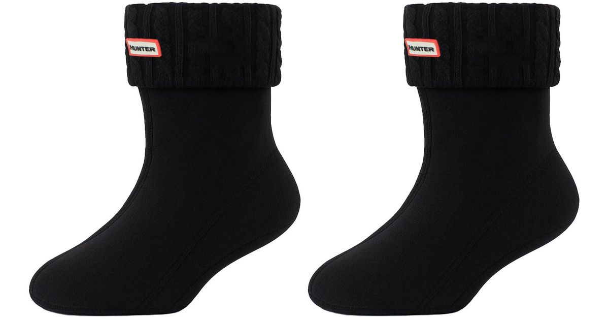 HUNTER 6-Stitch Cable Boot Socks in Black for Men | Lyst UK