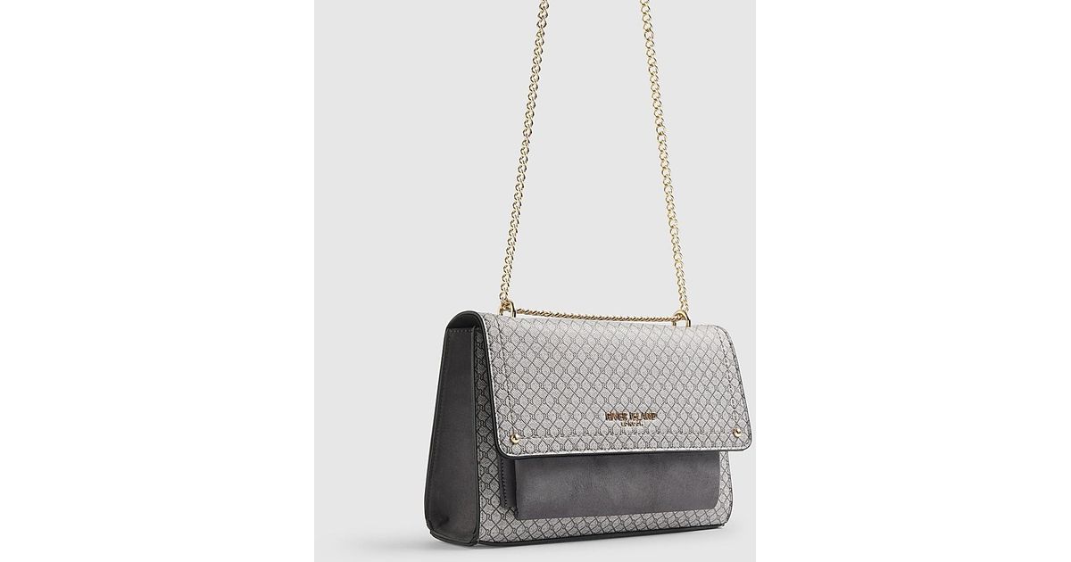 River Island Shoulder Bag Monogram Pocket Front in White | Lyst UK