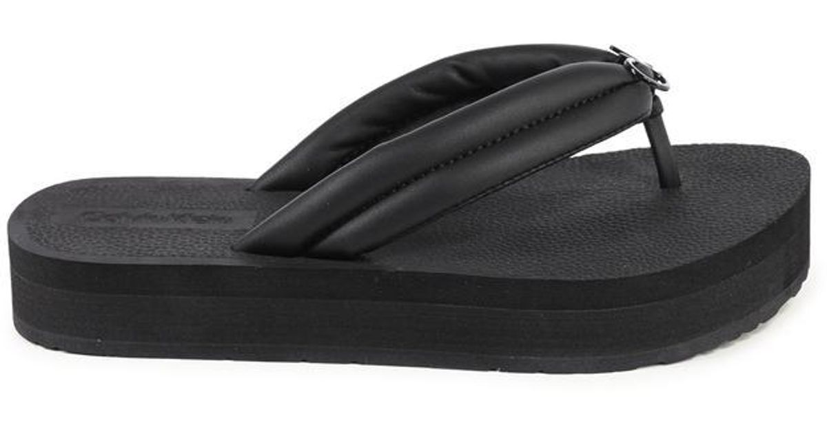 Calvin Klein Platform Thong Sandals in Black | Lyst UK