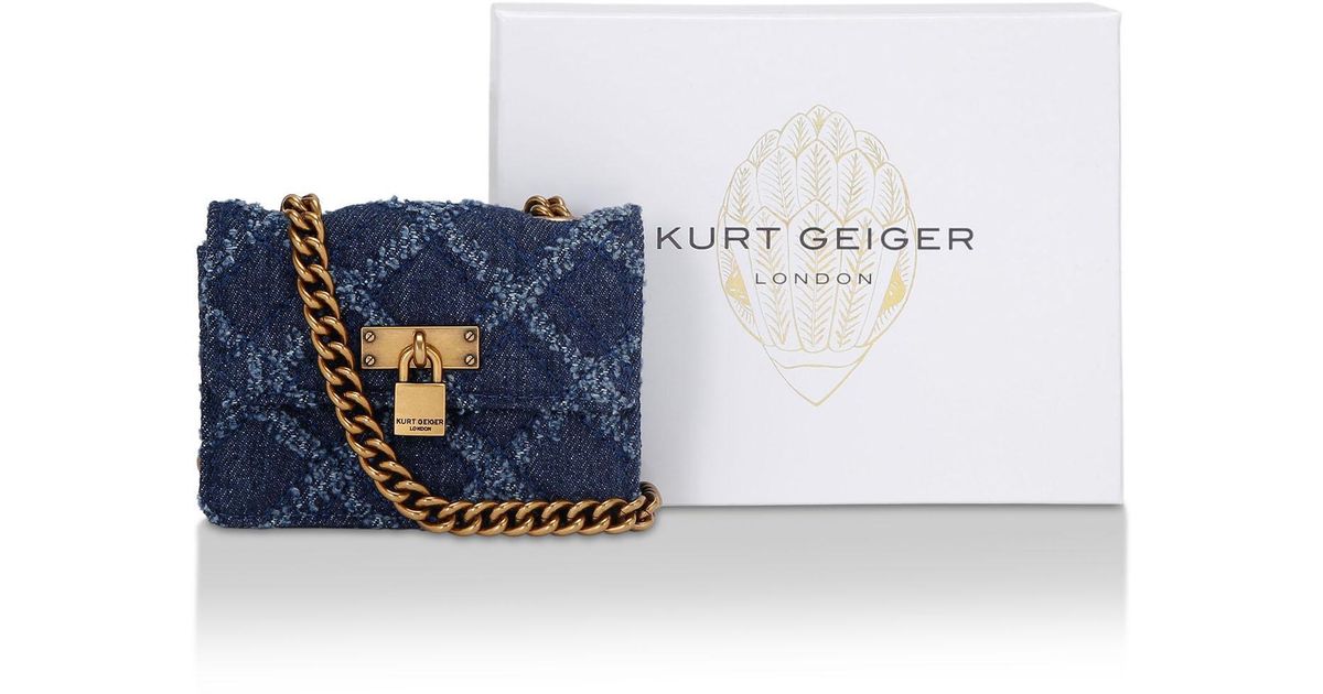 Kurt Geiger Denim Kgl Micro Brixton Lock in White | Lyst UK