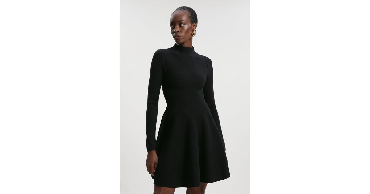 Karen Millen Petite Viscose Blend Full Circle Knit Mini Dress in Black ...