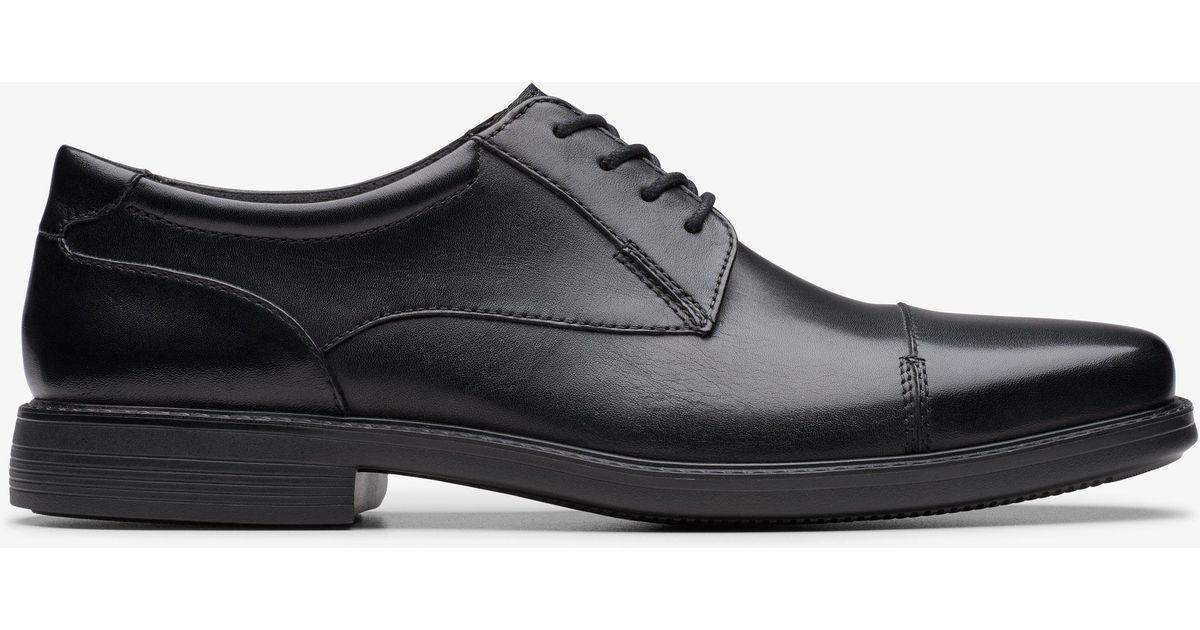 Clarks Wenham Cap Ii Leather Shoes in Black for Men | Lyst UK