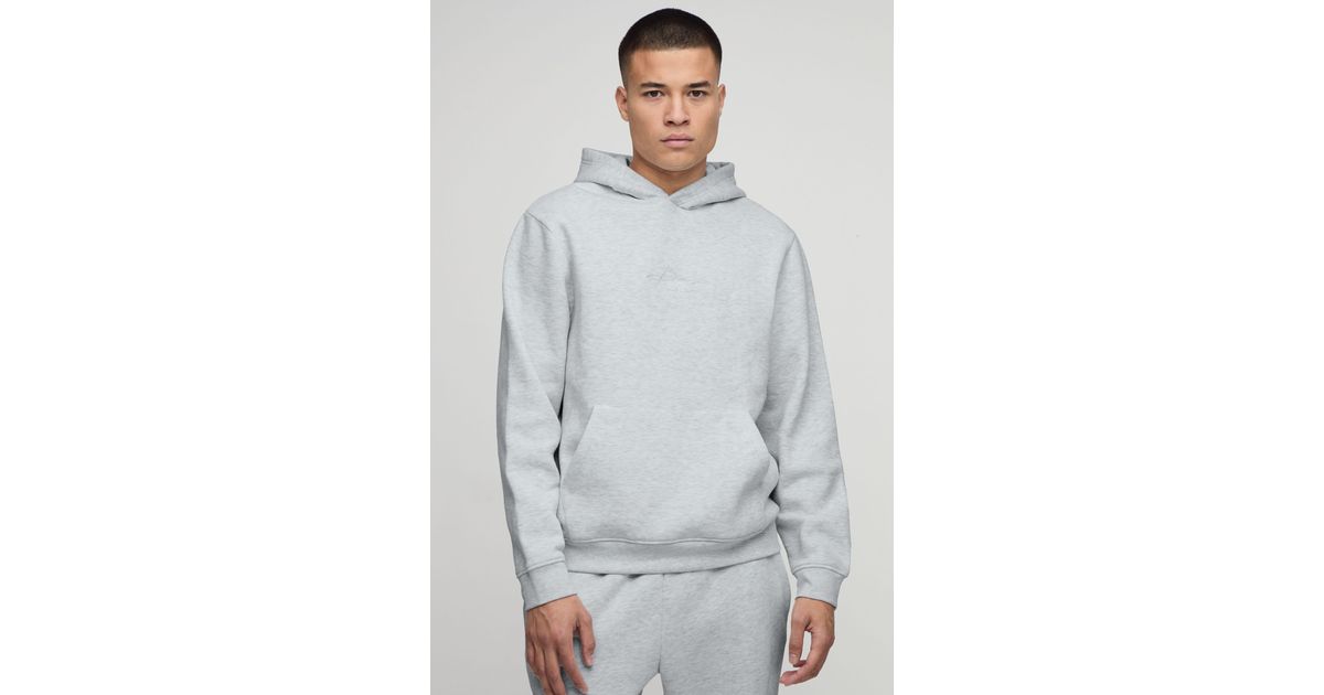 BoohooMAN Basic Bm Signature Regular Fit Over The Head Hoodie in Grey ...