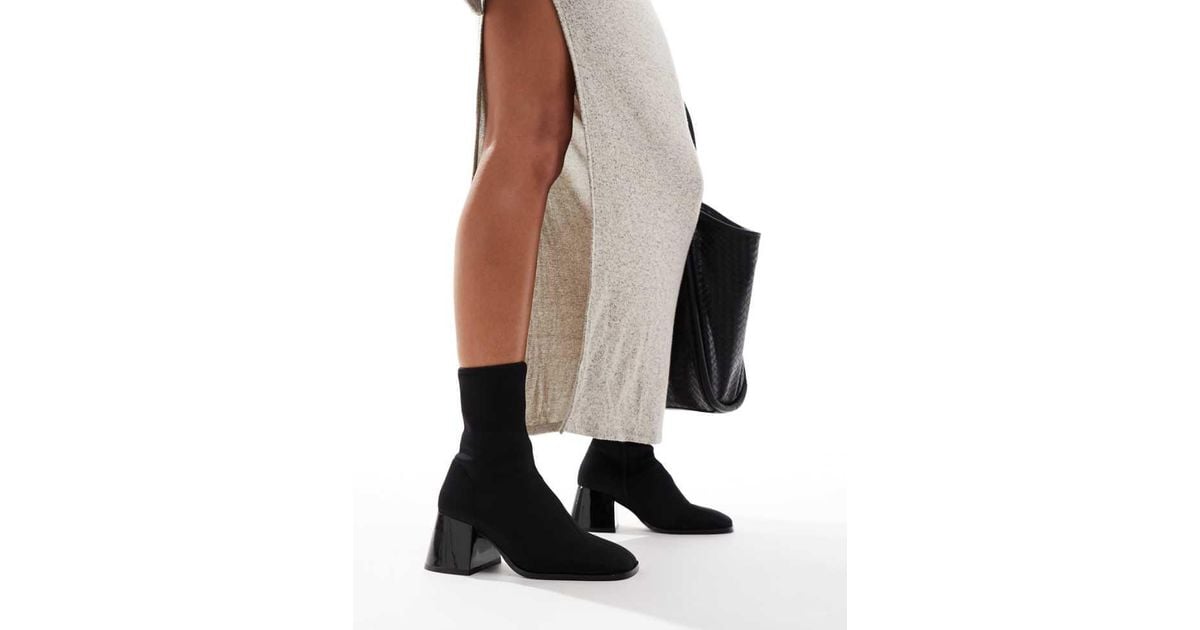 ASOS Radiant Flared Block Heel Boots in White | Lyst UK