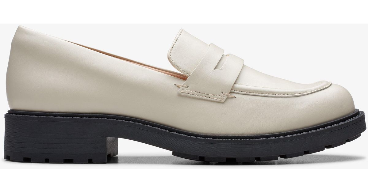 Clarks Orinoco2 Penny Ivory Leather Shoes in White | Lyst UK