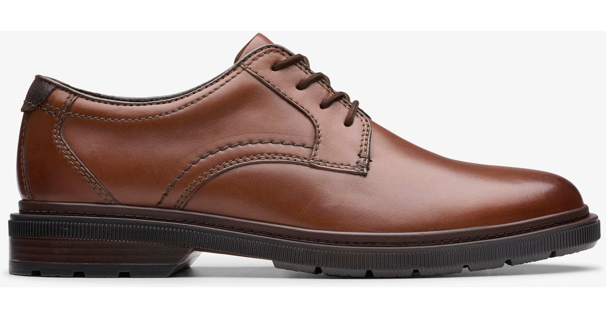 Clarks Burchill Derby Dark Tan Leather Shoes in Brown for Men | Lyst UK