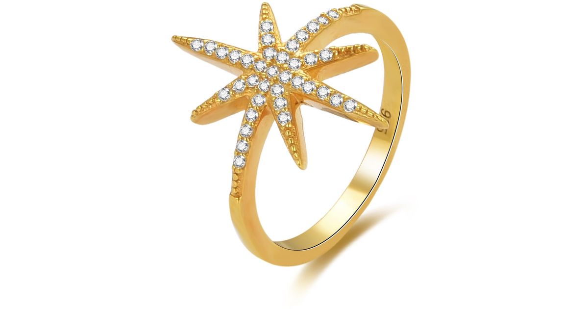 SEOL + GOLD 18Ct Plated Cz Studded North Star Ring in Metallic | Lyst UK