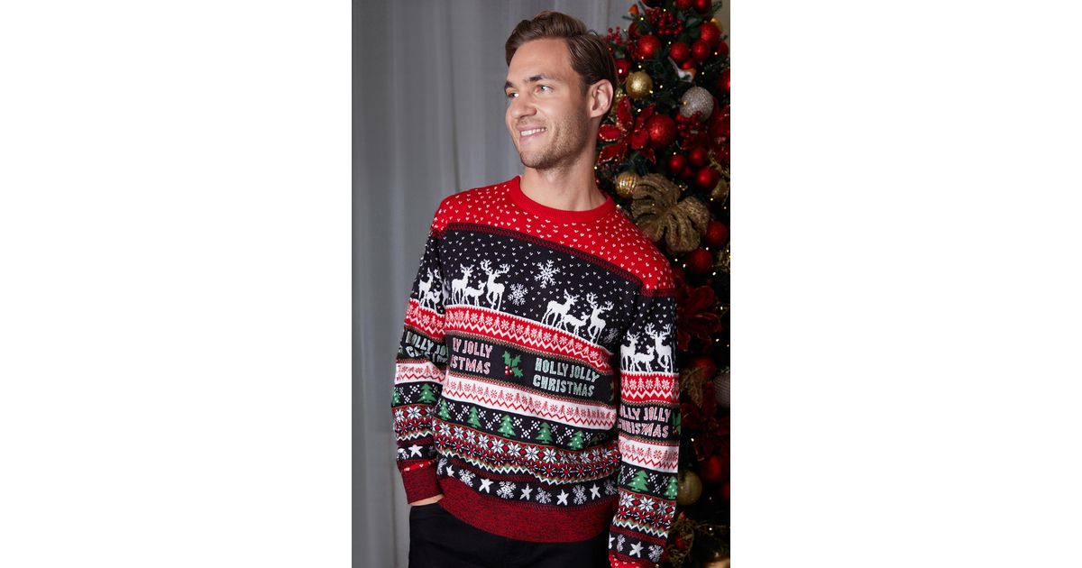 Threadbare Christmas Fairisle Knitted Jumper in Grey for Men | Lyst UK