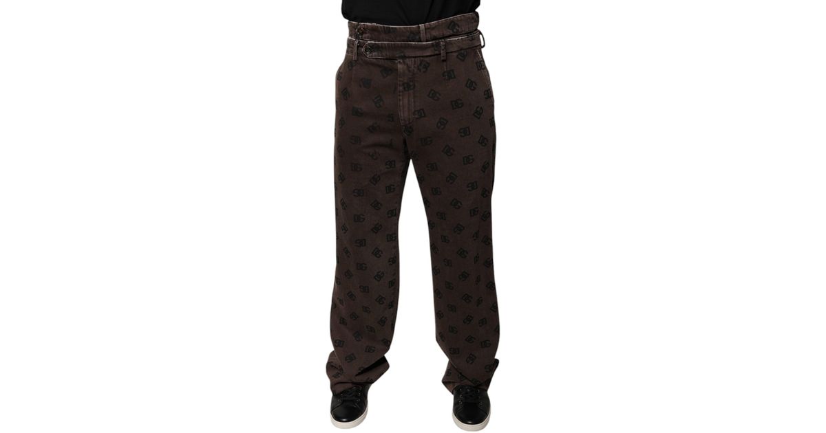 Dolce & Gabbana Straight Leg Pants Dg Pattern in Black for Men | Lyst UK