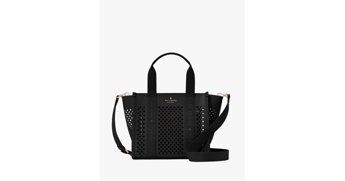 Kate Spade Kip Perforated Leather Small Tote in Black | Lyst UK