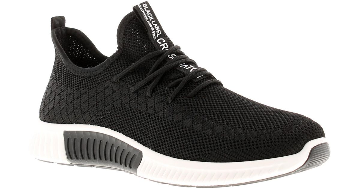 Crosshatch Mesh Upper Lace Up Trainer With Knit Effect And Woven ...