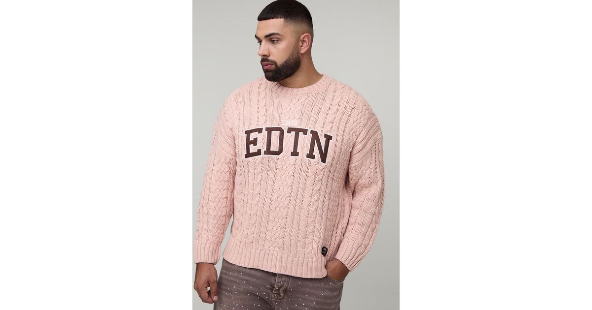 BoohooMAN Plus Limited Edition Oversized Embroidered Knitted Jumper in ...