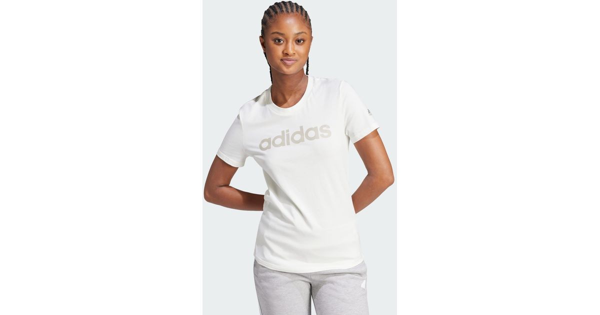 adidas Essentials Slim Logo Tee in White | Lyst UK