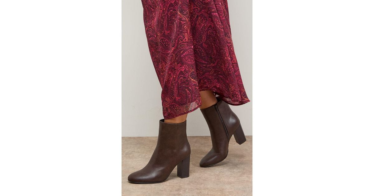 Oasis Louisa Faux Leather Round Toe Stacked High Heel Ankle Boots in ...