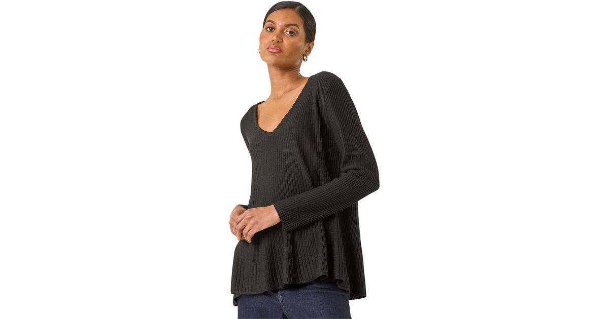Roman Tie Back Knit Jumper in Black | Lyst UK