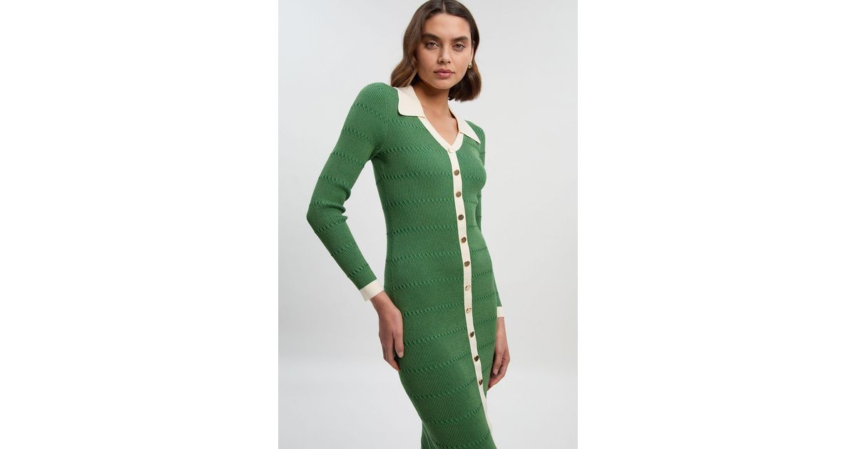 Karen Millen Petite Viscose Rib Stitch Detail Contrast Colour Button ...