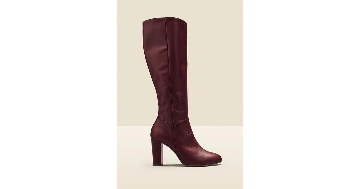 Sosandar Blake Leather Zip Knee High Boot in Red | Lyst UK