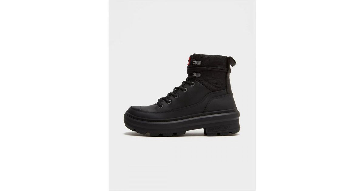 HUNTER Womenss Rebel Explorer Leather Commando Boots in Black | Lyst UK