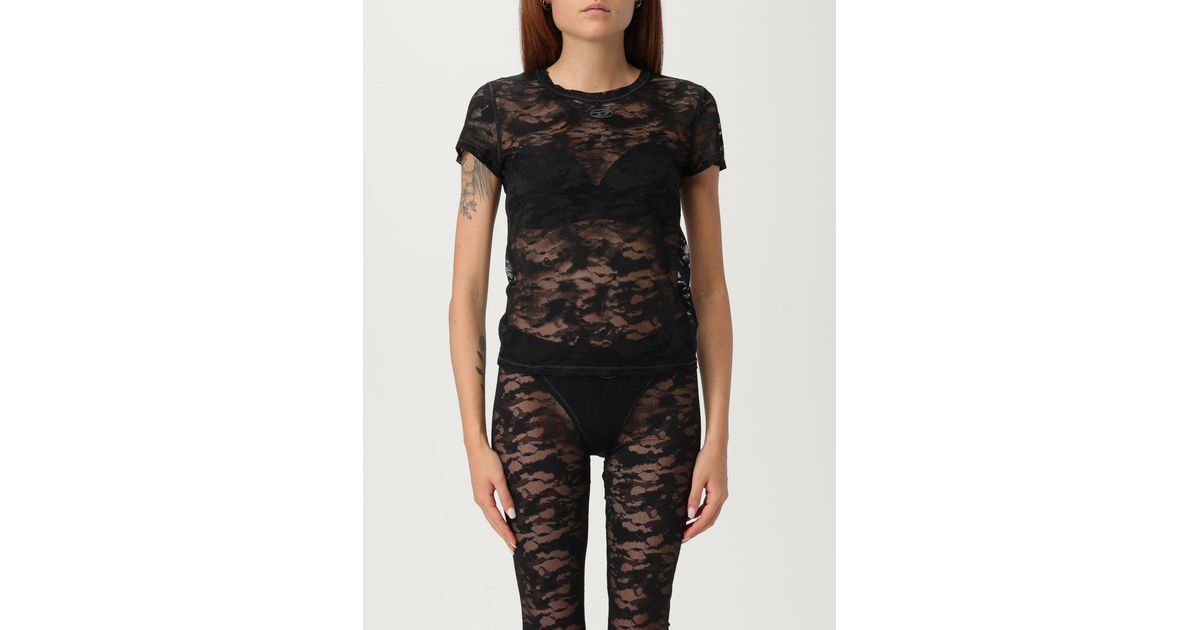 DIESEL Lace T-Shirt in Black | Lyst UK