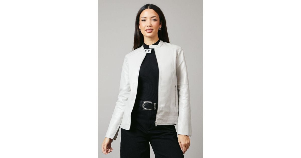 PRINCIPLES Collar Detail Faux Leather Jacket in Black | Lyst UK