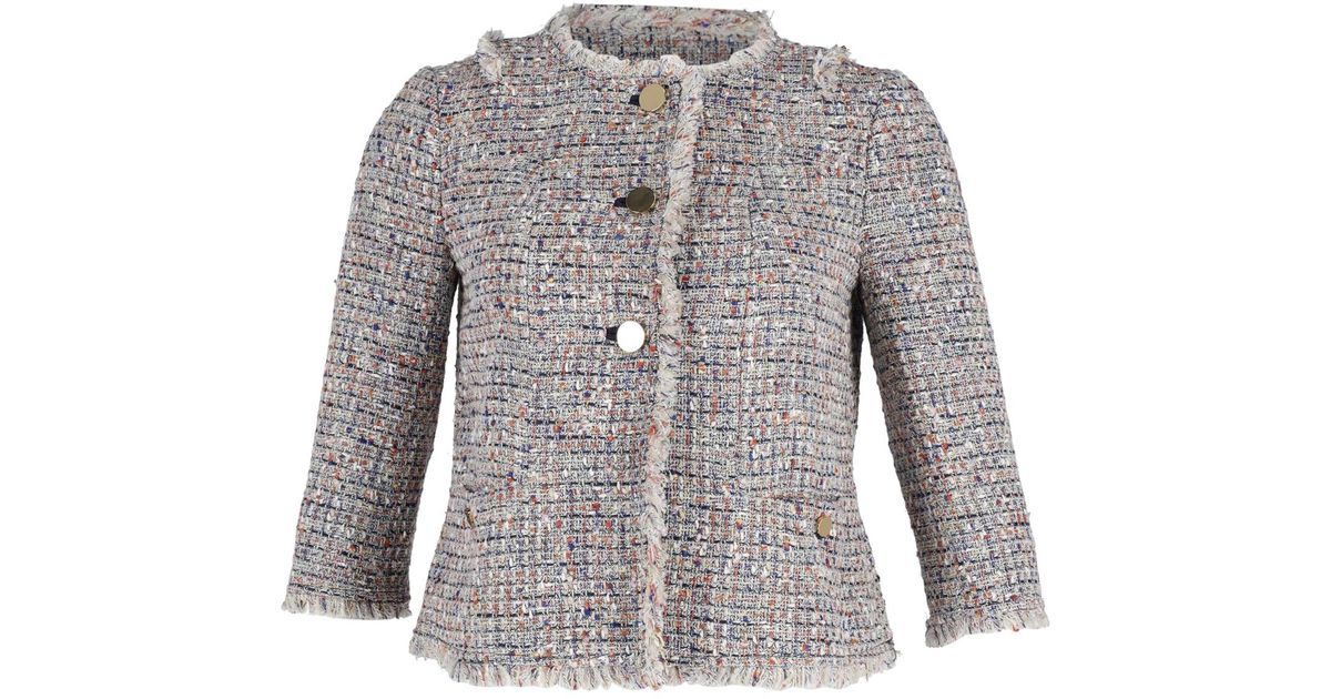 Tory Burch Emma Tweed Jacket in Grey | Lyst UK