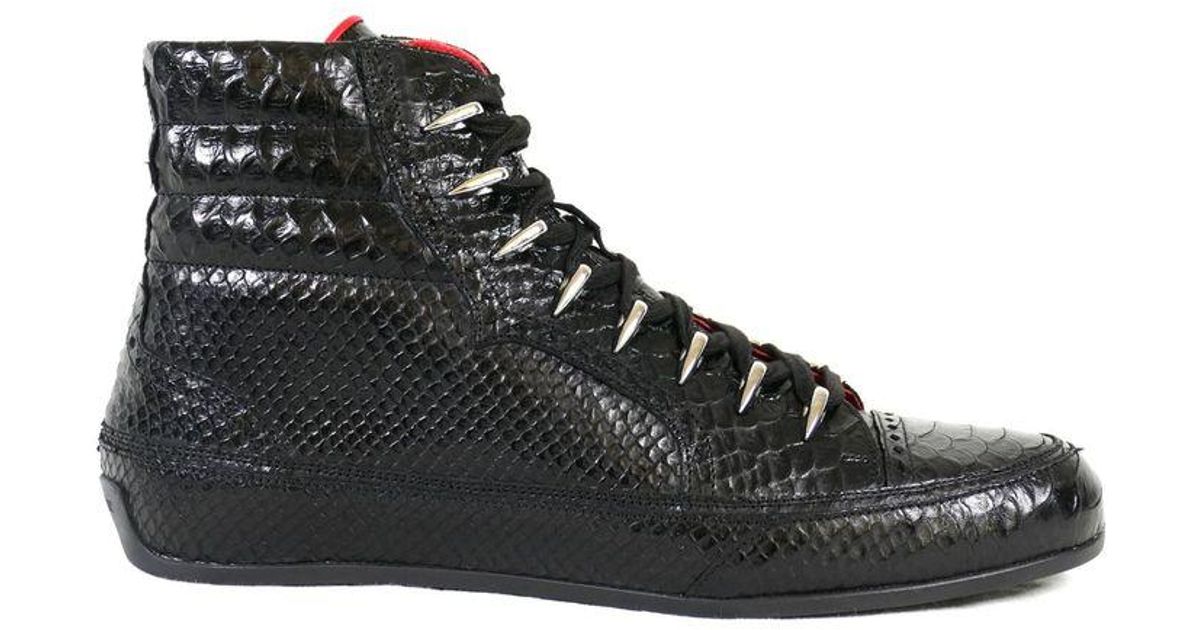 Jeffery West 'Vicious' Luxury Italian High Top Sneaker Leather in Black ...